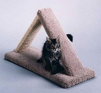 Triangle Shaped Cat Scratching Post - With Carpet And Sisal Rope Sides ...